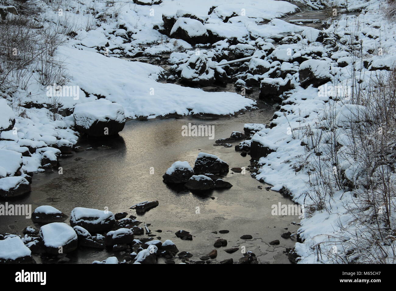 Empty riverbed in winter Stock Photo - Alamy