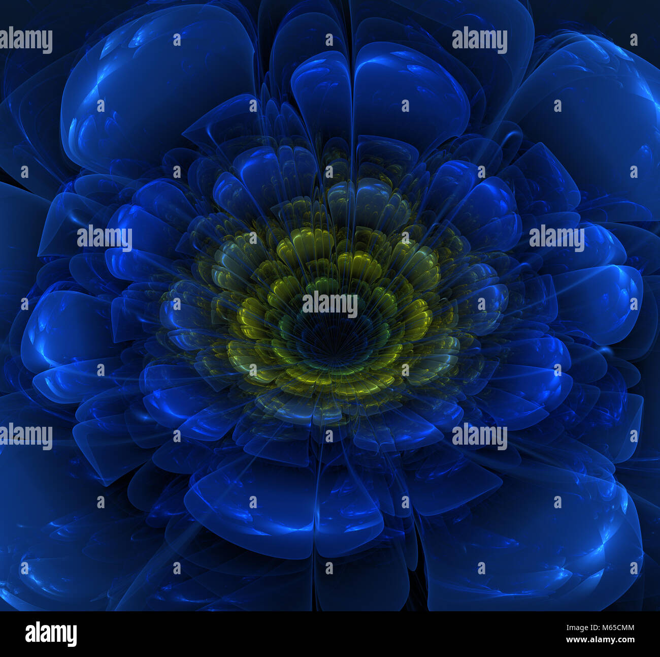 Bright abstract fractal blue flowers, Fractal Flowers Fantasy Stock ...