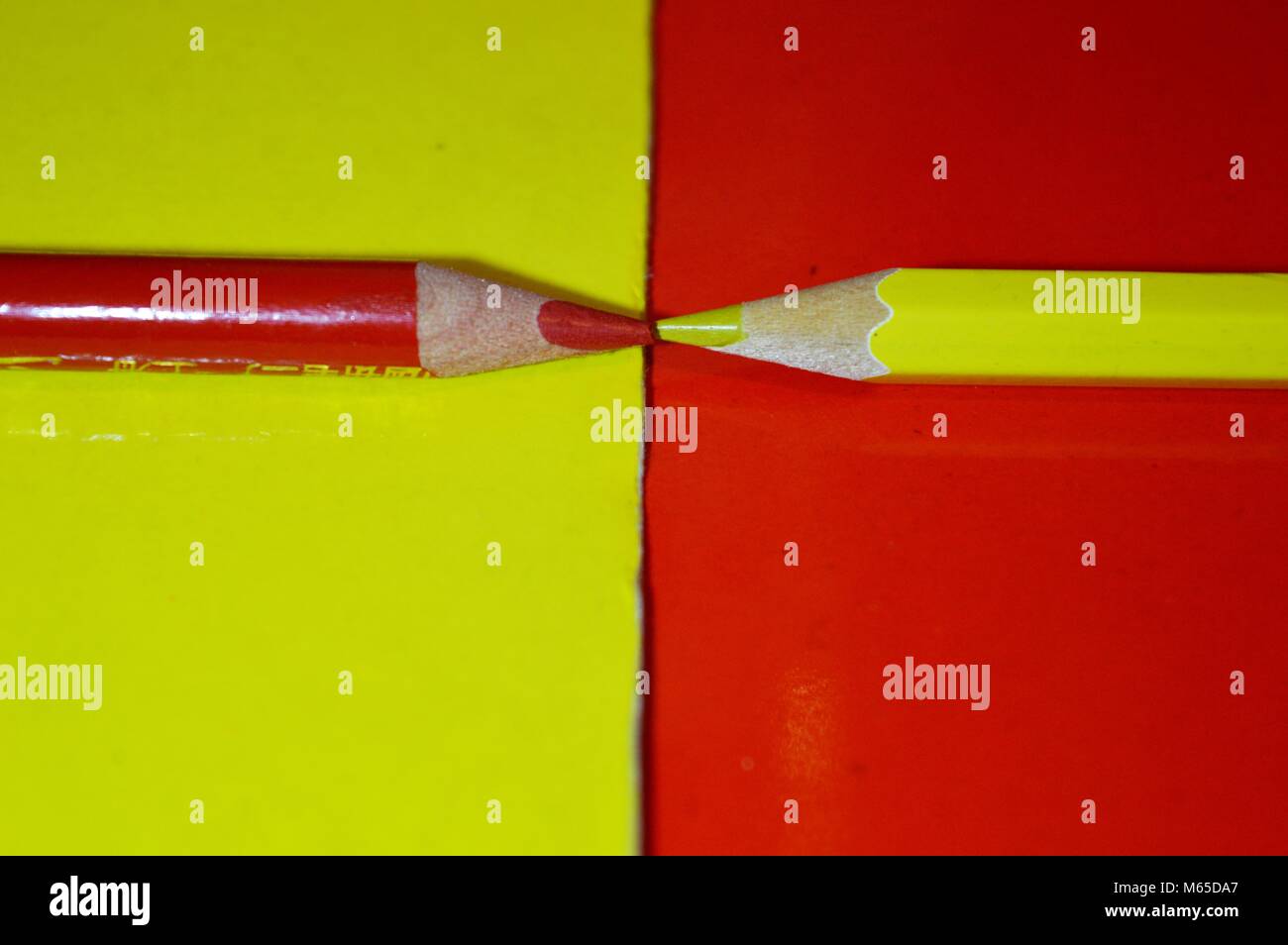 two wooden pens in color Stock Photo - Alamy