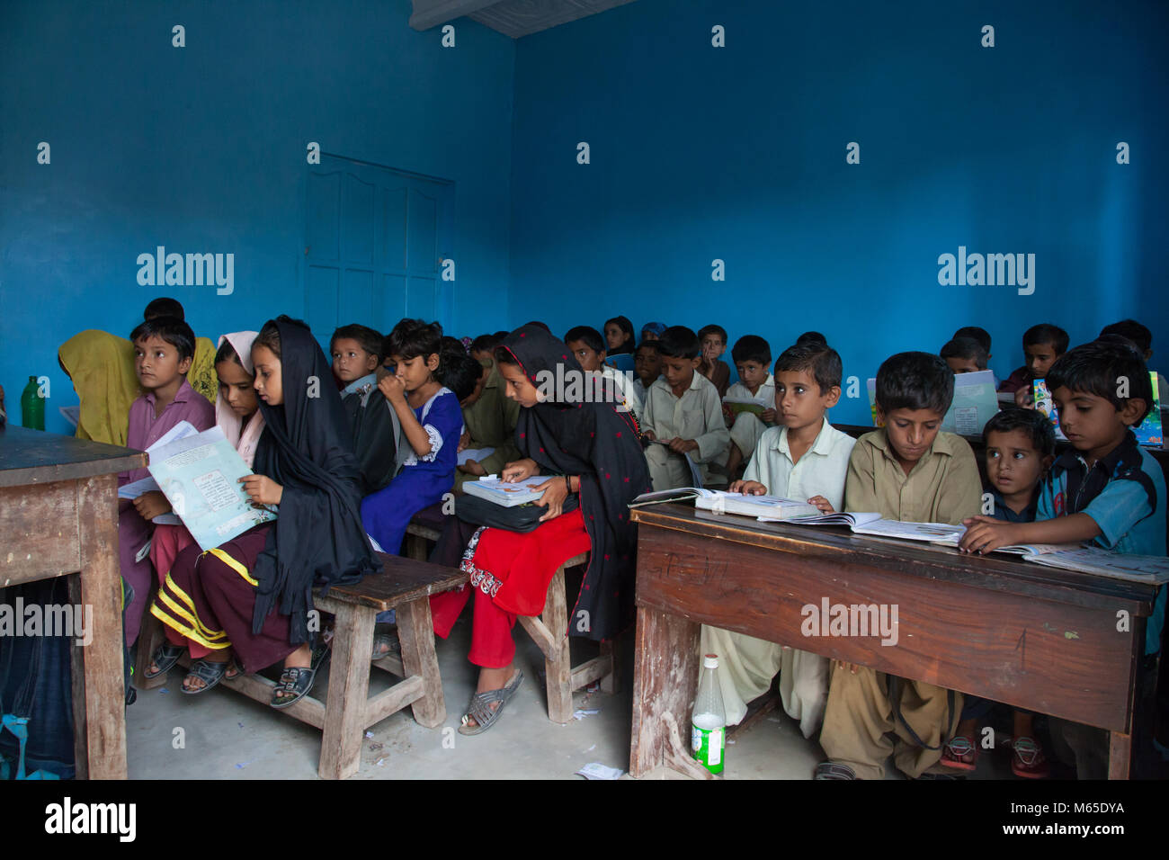Boys and Girls, Education in Pakistani Government Schools Stock Photo ...