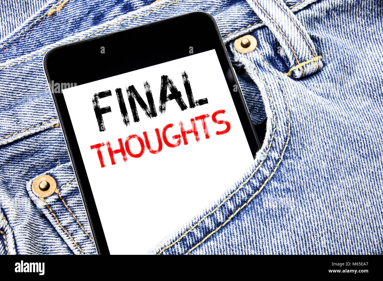 Handwriting Announcement text showing Final Thoughts. Business concept ...