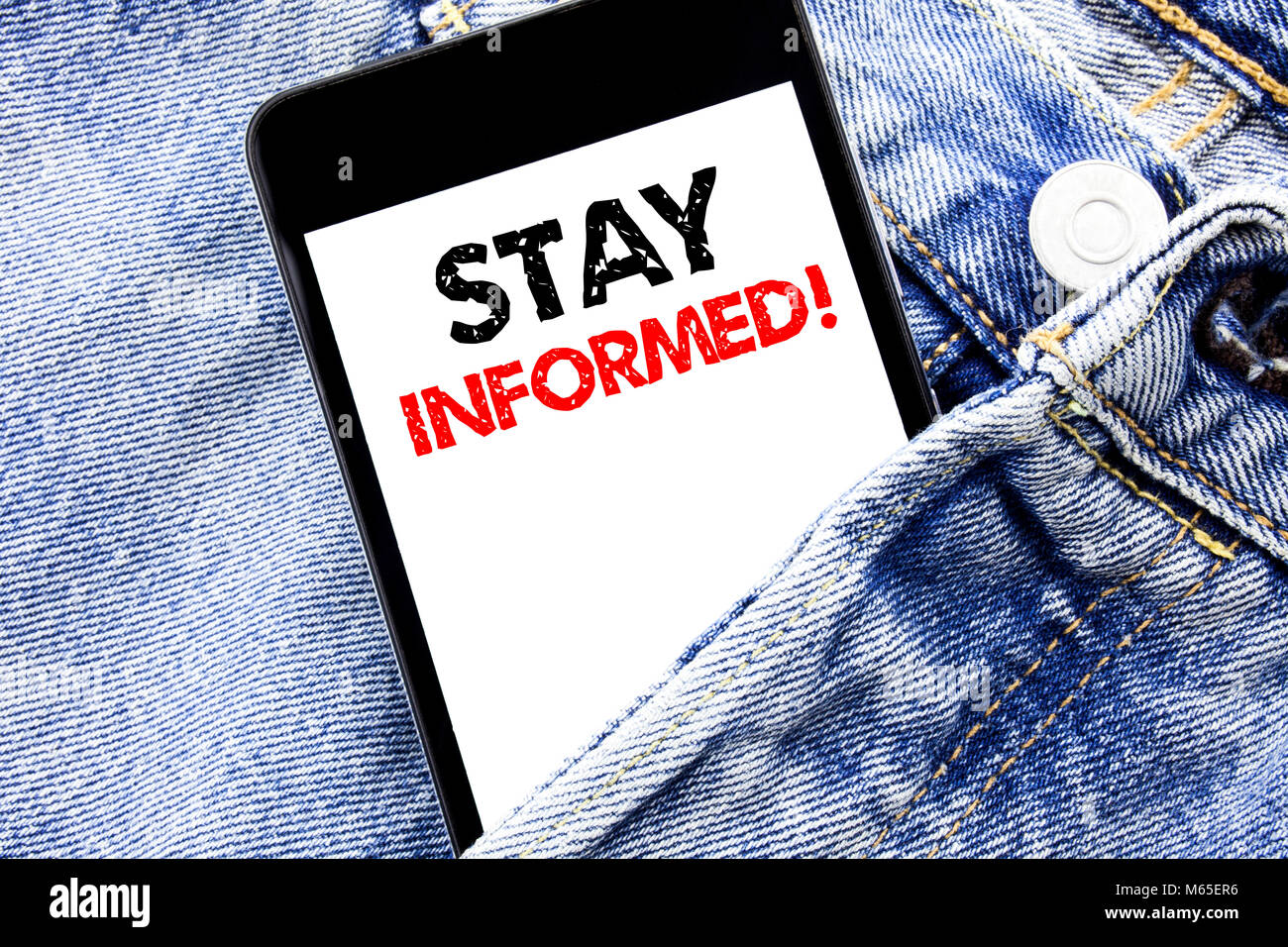 Hand writing text caption inspiration showing Stay Informed. Business ...