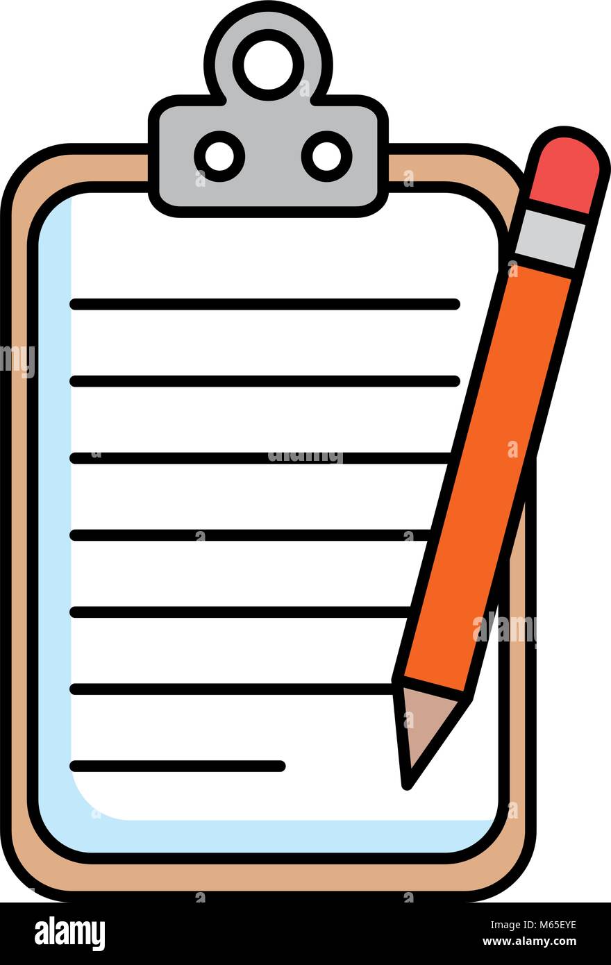 paper clipboard with pencil vector illustration design Stock Vector ...