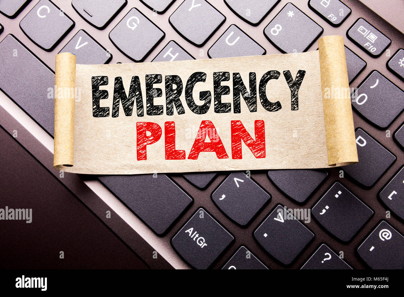Hand writing text caption inspiration showing Emergency Plan. Business ...
