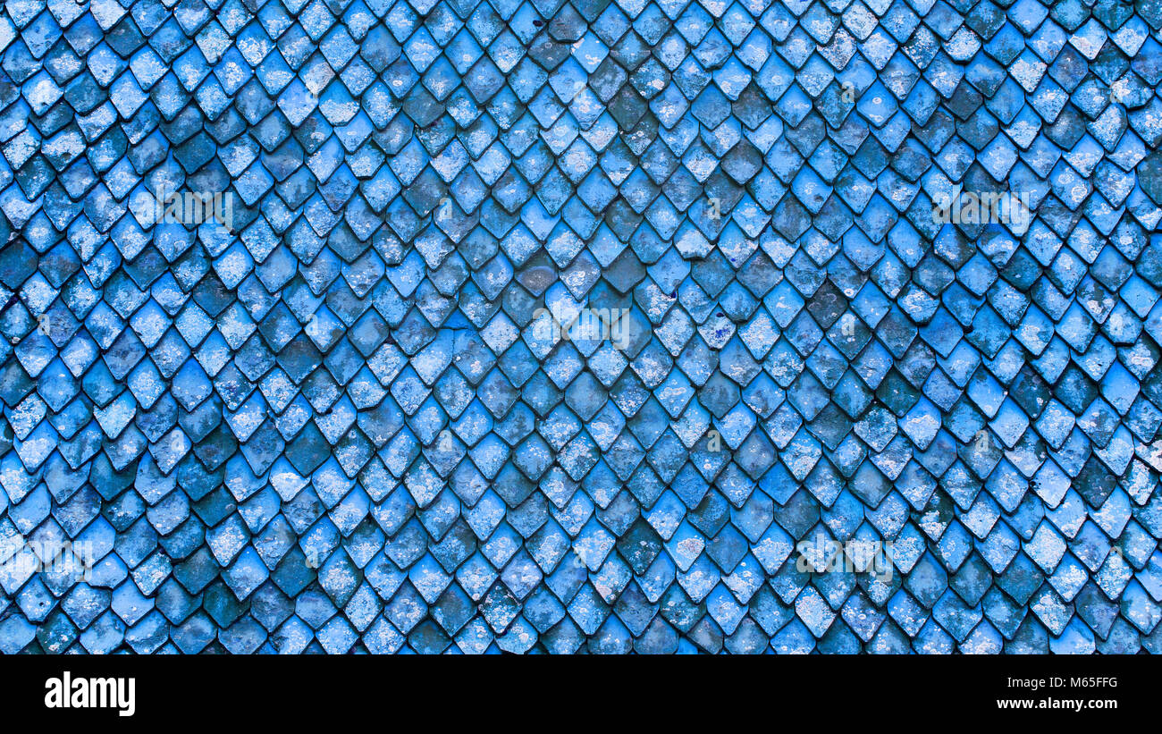 roof made of old blue tiles Stock Photo - Alamy
