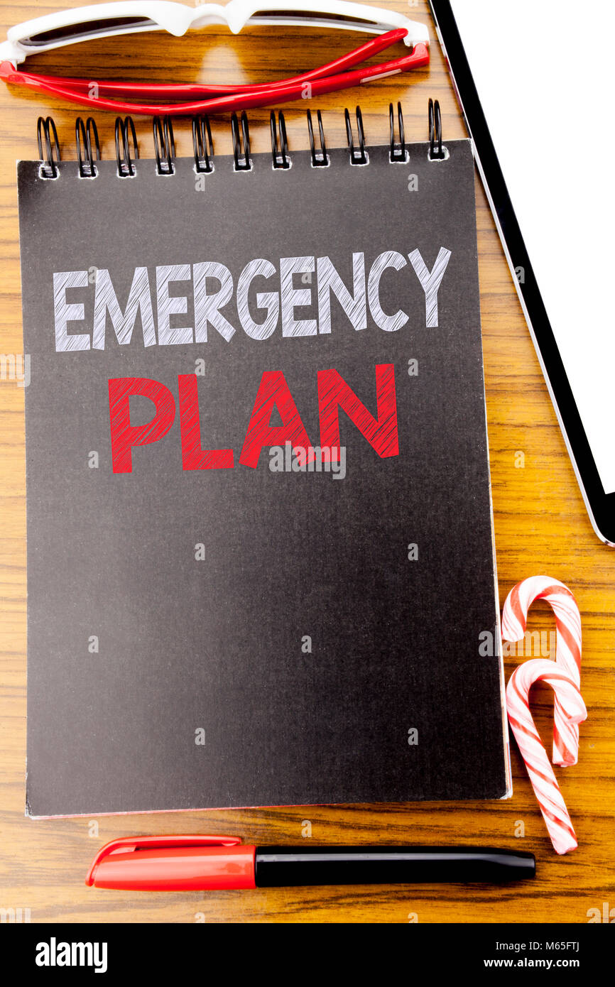 Word, writing Emergency Plan. Business concept for Disaster Protection ...