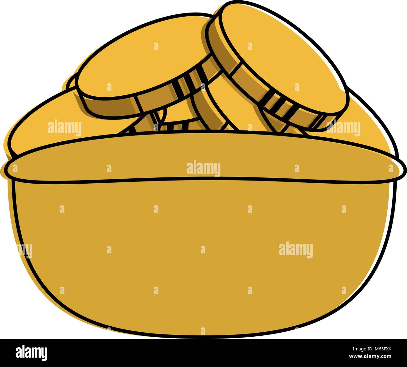 Metal bowl with coins Stock Vector Images - Alamy