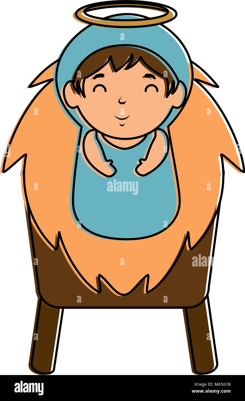 cute jesus baby in cradle Stock Vector Image & Art - Alamy