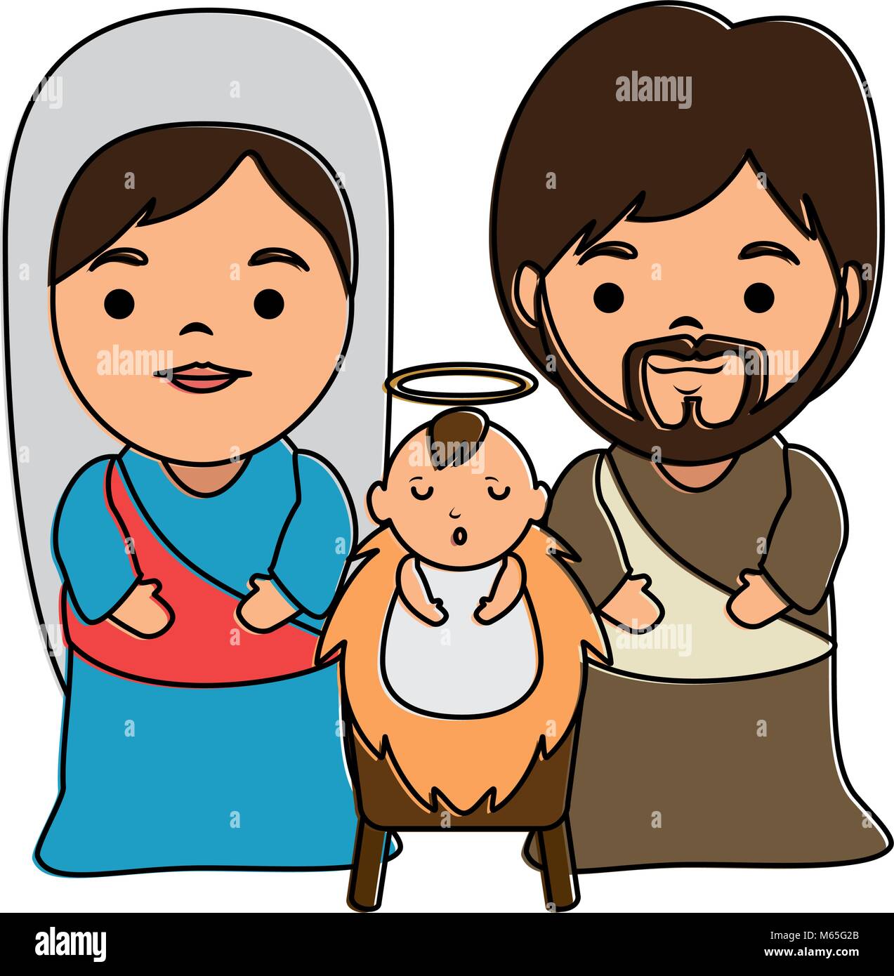 Holy family characters virgin mary Stock Vector Images - Alamy