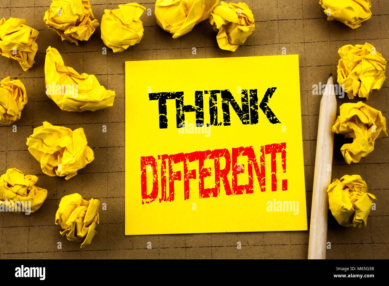 Handwriting text showing Think Different. Business concept for Outside ...