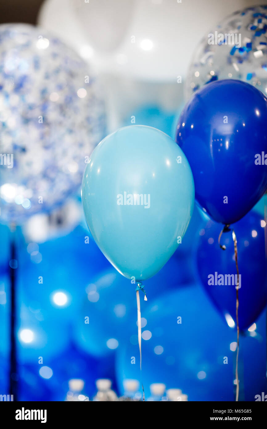 Party blue balloons background Stock Photo - Alamy