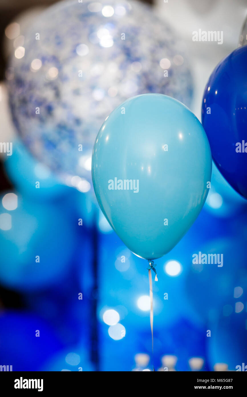 Party blue balloons background Stock Photo - Alamy