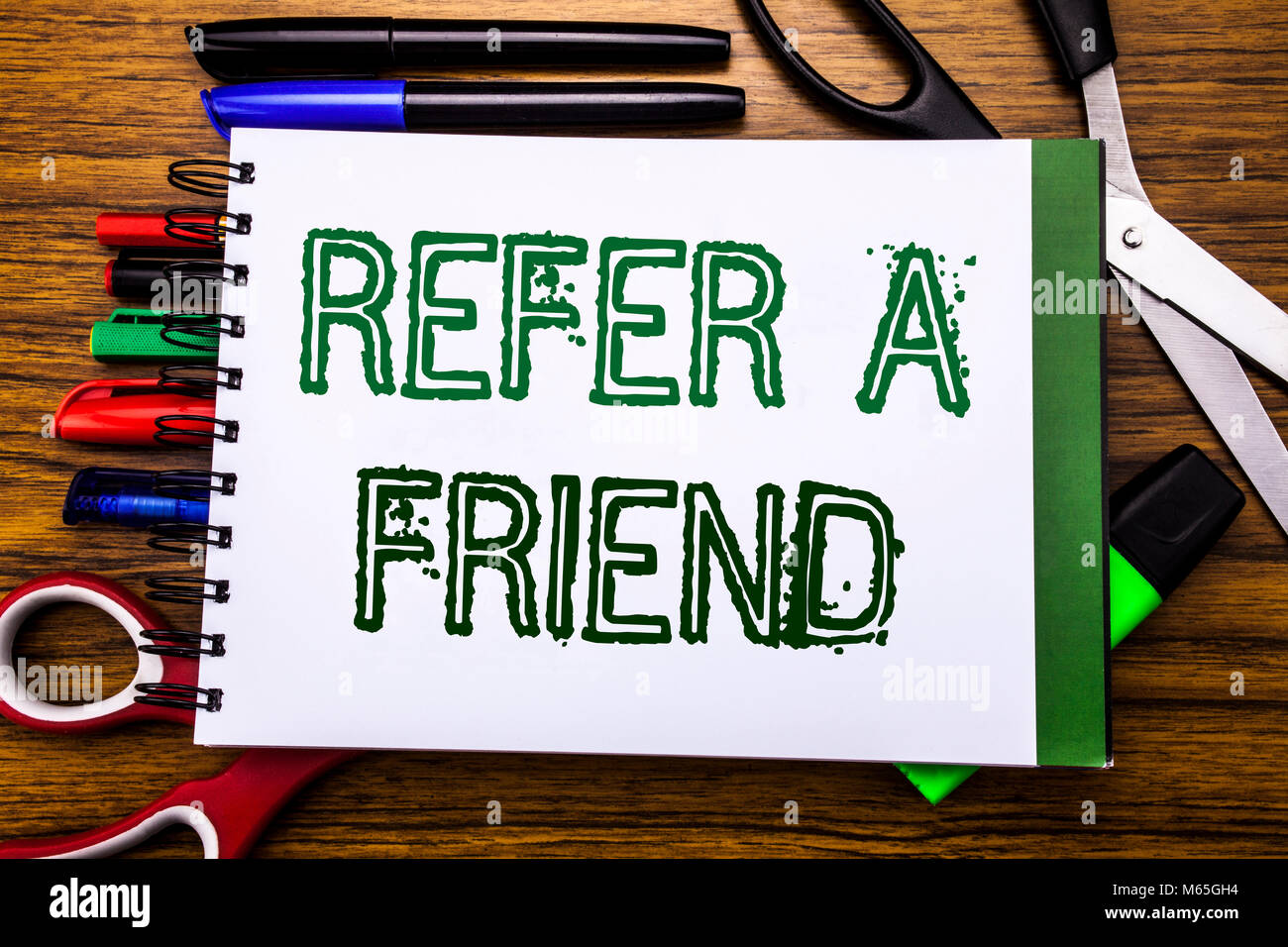 Conceptual hand writing text Refer A Friend. Concept for Referral ...