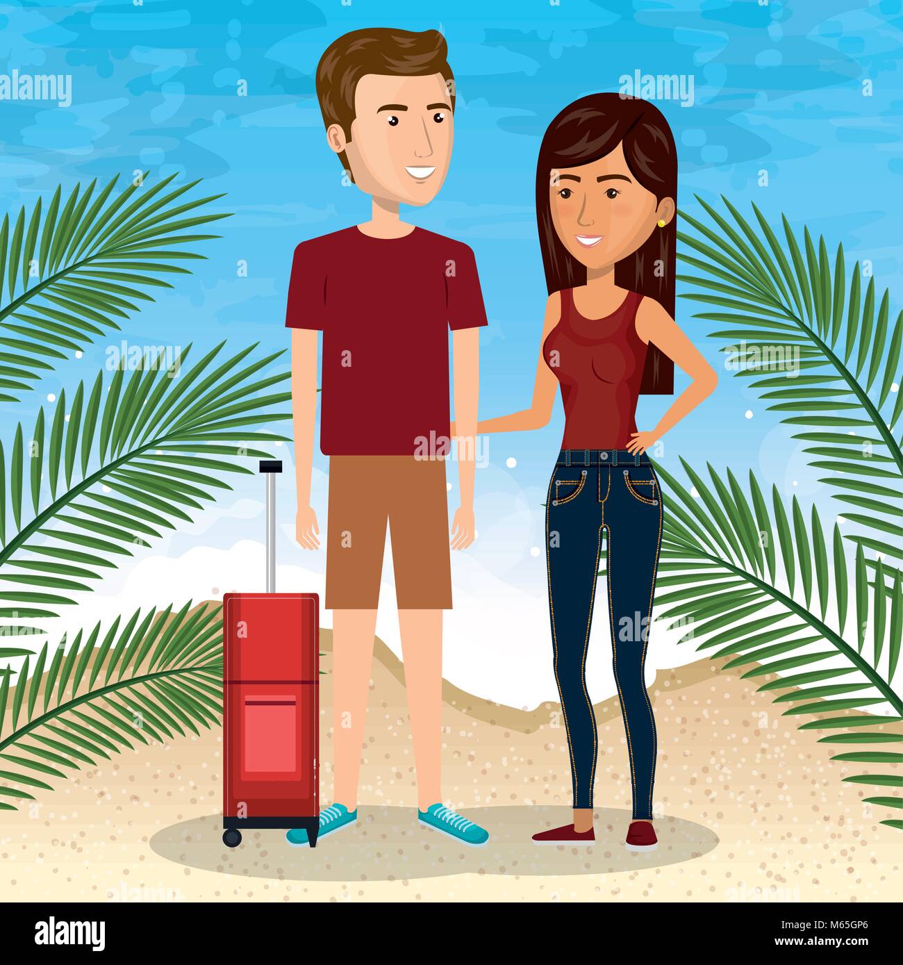 Young lovers on the beach Stock Vector Images - Alamy