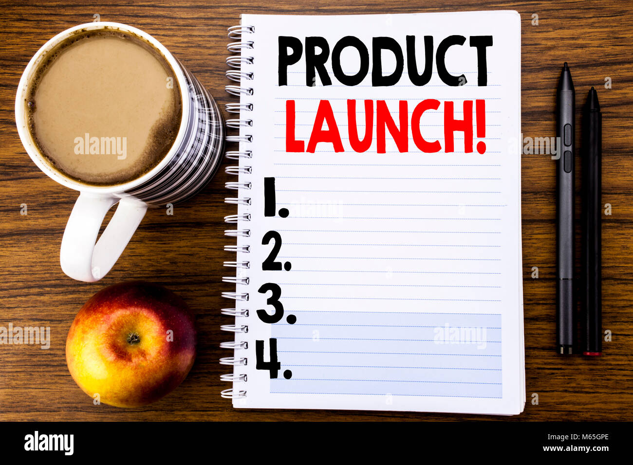 Handwritten text showing Product Launch. Business concept for New ...