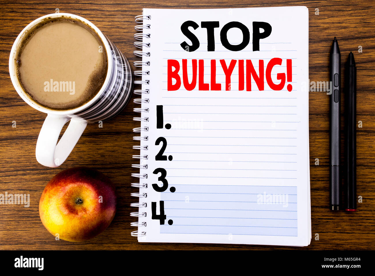 Handwritten text showing Stop Bullying. Business concept for Prevention ...