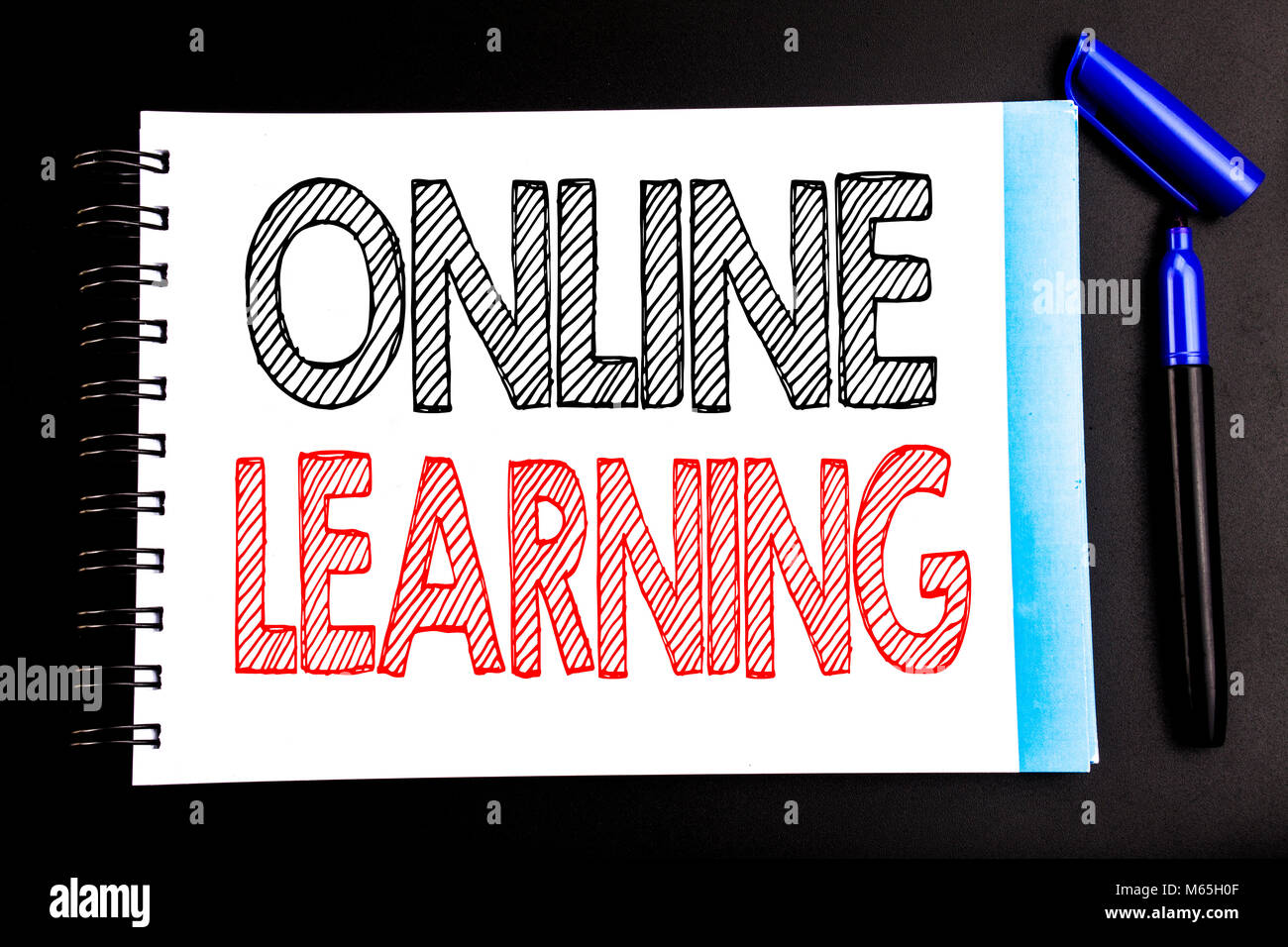 Handwritten text showing Online Learning. Business concept writing for ...
