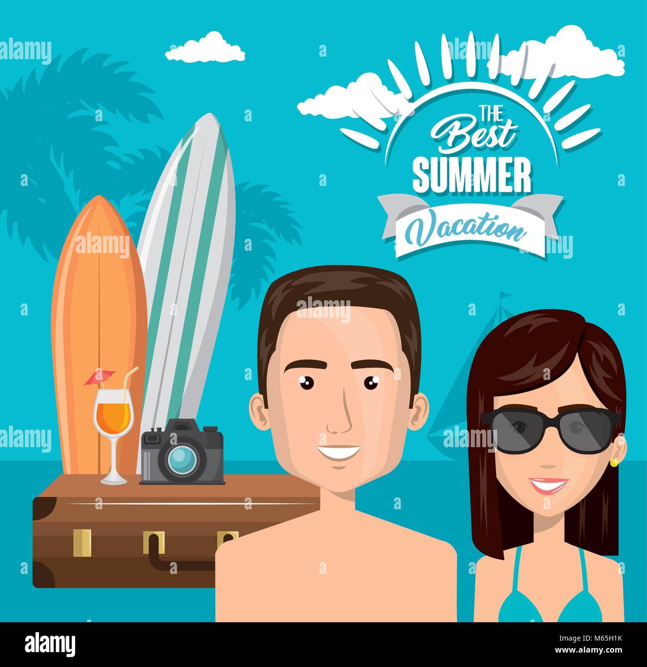 Young lovers on the beach Stock Vector Images - Alamy