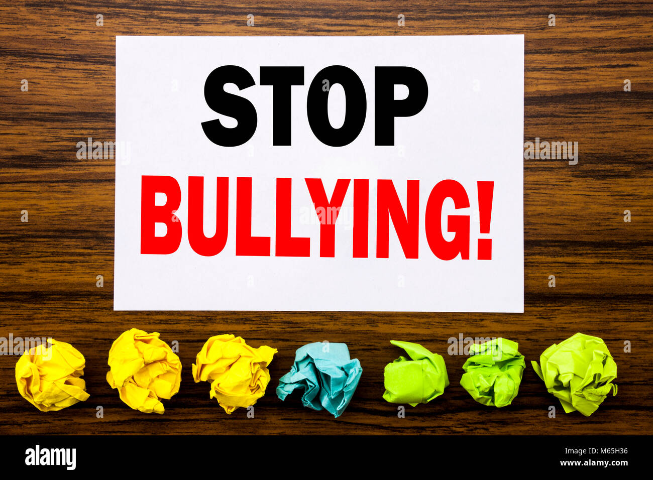 Hand writing text caption inspiration showing Stop Bullying. Concept ...