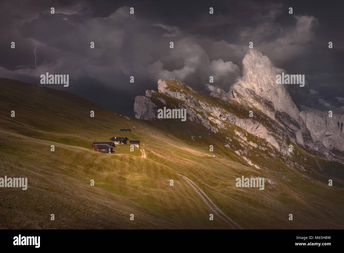 Beautiful landscape of seceda peak in dolomites alps hi-res stock ...
