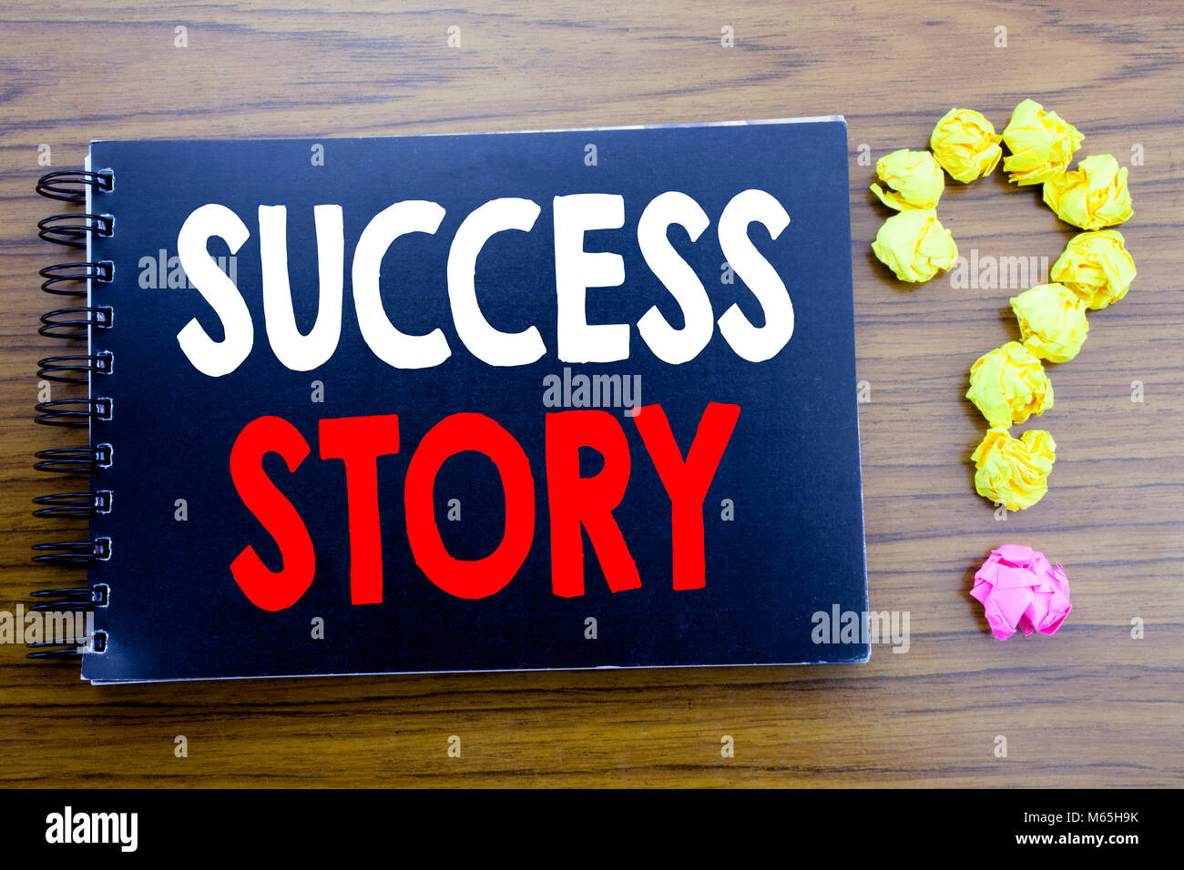 Handwritten text showing Success Story. Business concept writing for ...