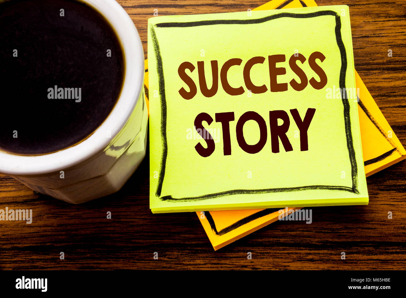 Handwritten text showing Success Story. Business concept for ...