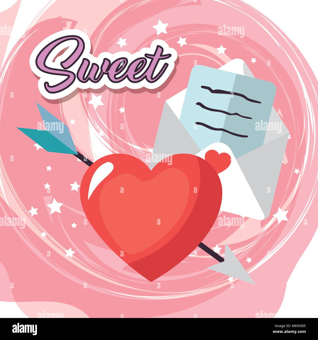 sweet love card with heart and letter Stock Vector Image & Art - Alamy