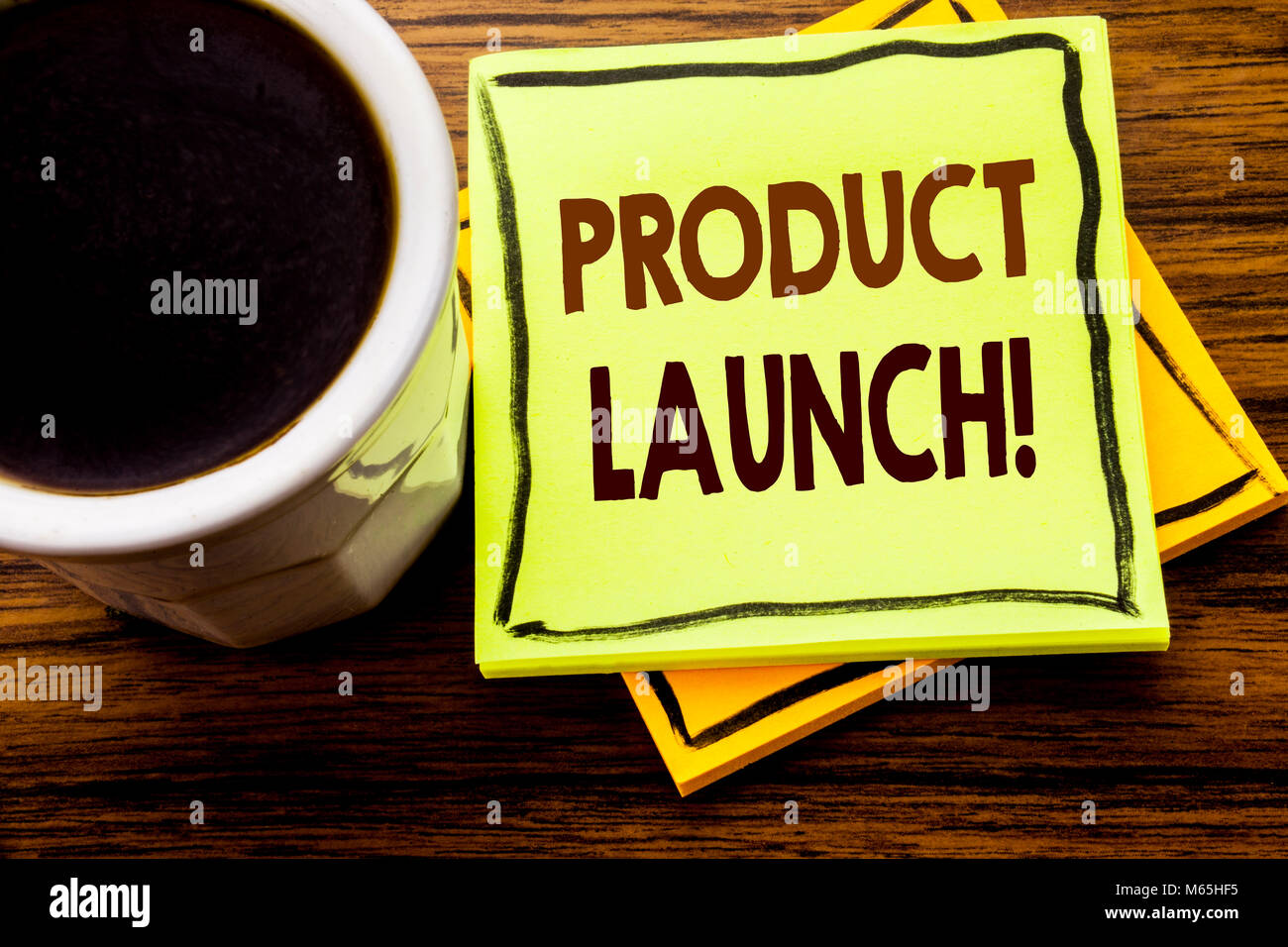 Handwritten text showing Product Launch. Business concept for New ...