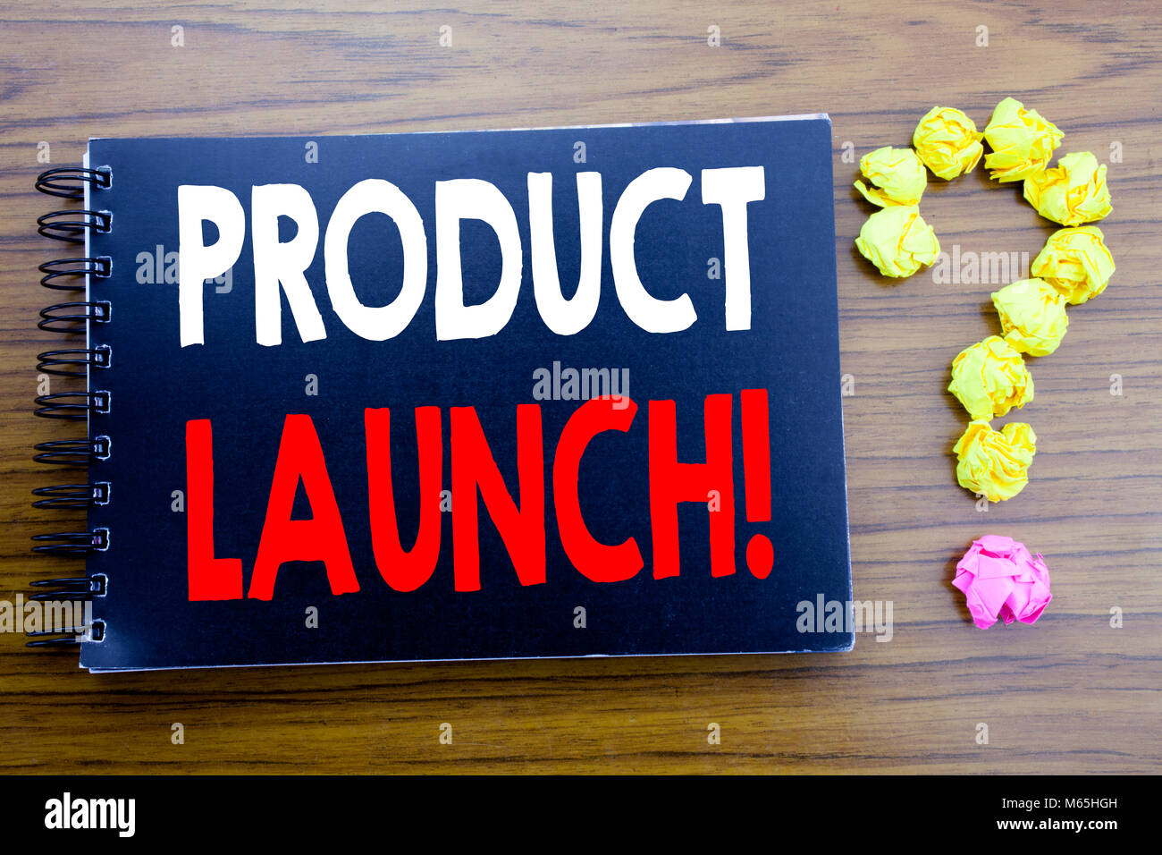Handwritten text showing Product Launch. Business concept writing for ...