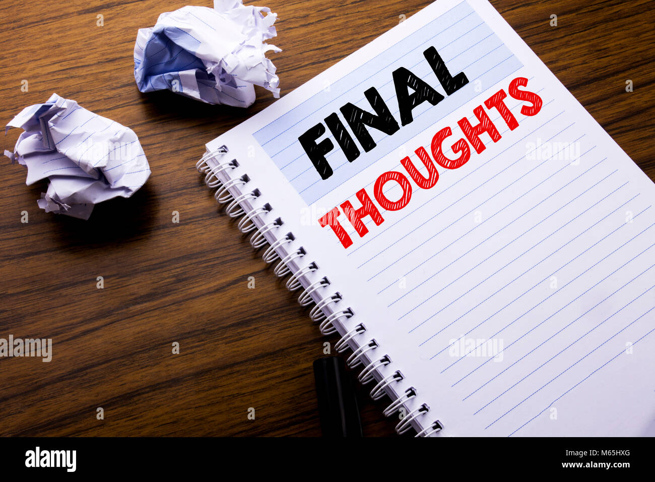 Writing text showing Final Thoughts. Business concept for Conclusion ...