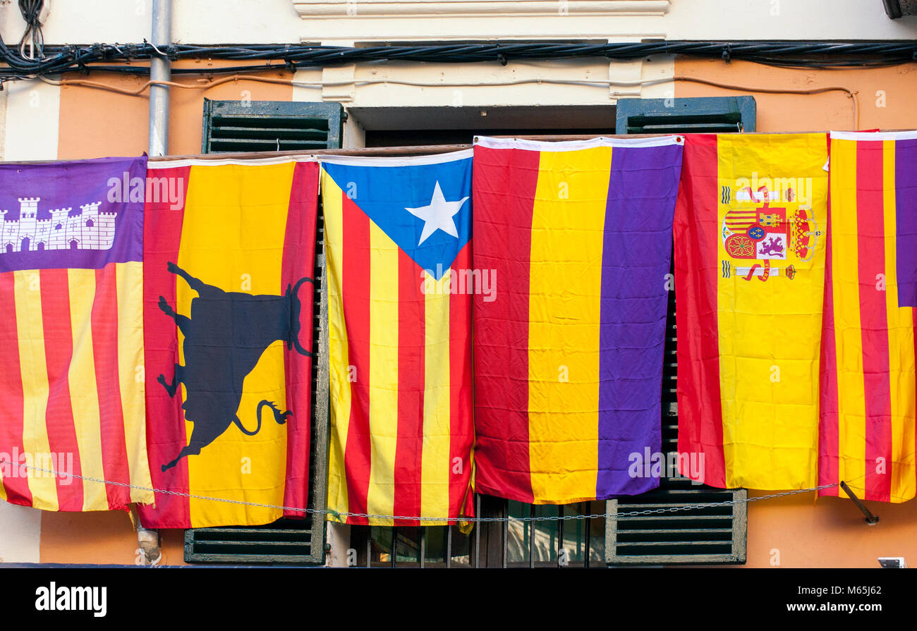 Spanish Regional Flags outside a Tourist Shop Stock Photo - Alamy