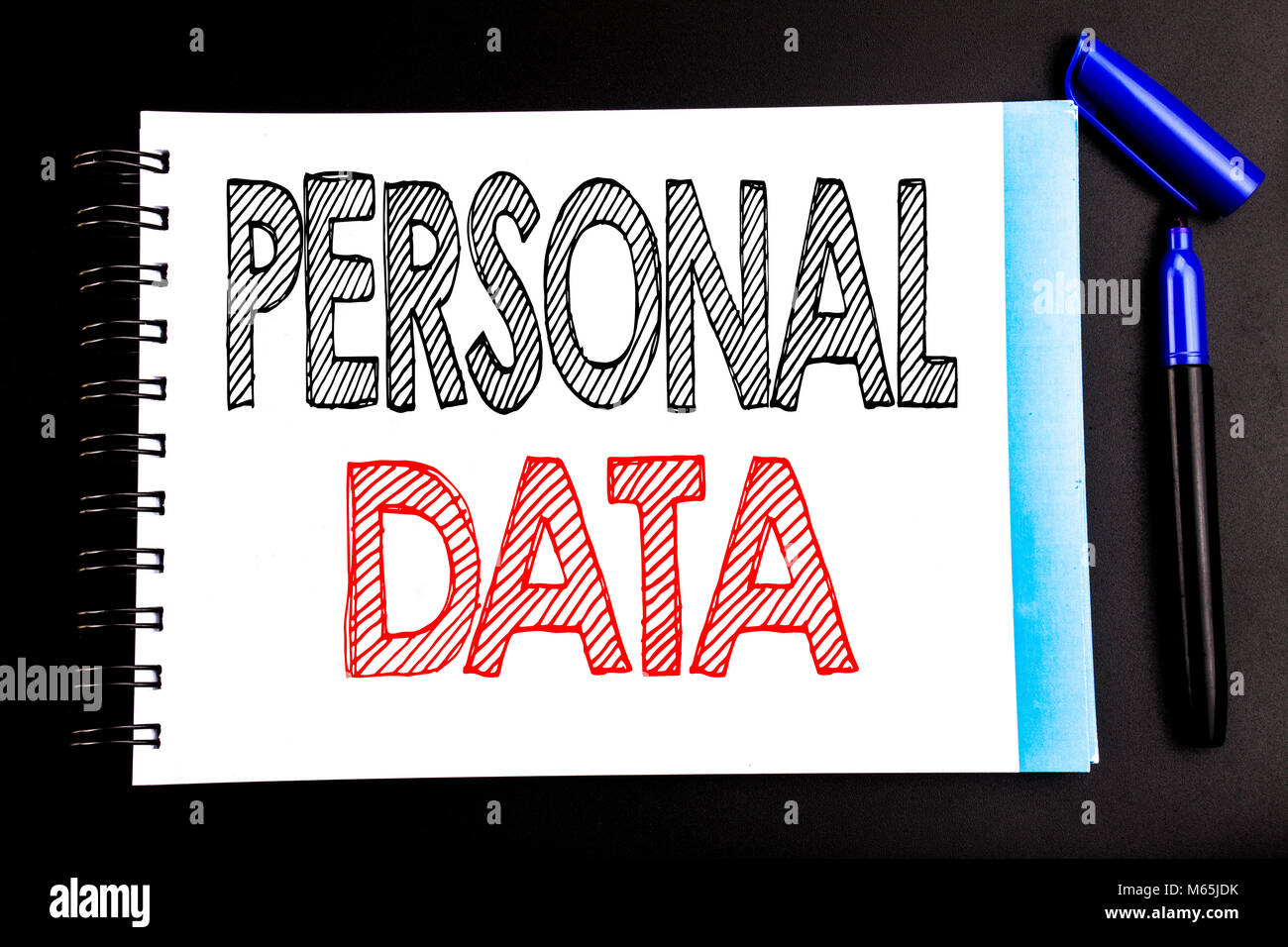 Handwritten text showing Personal Data. Business concept writing for ...