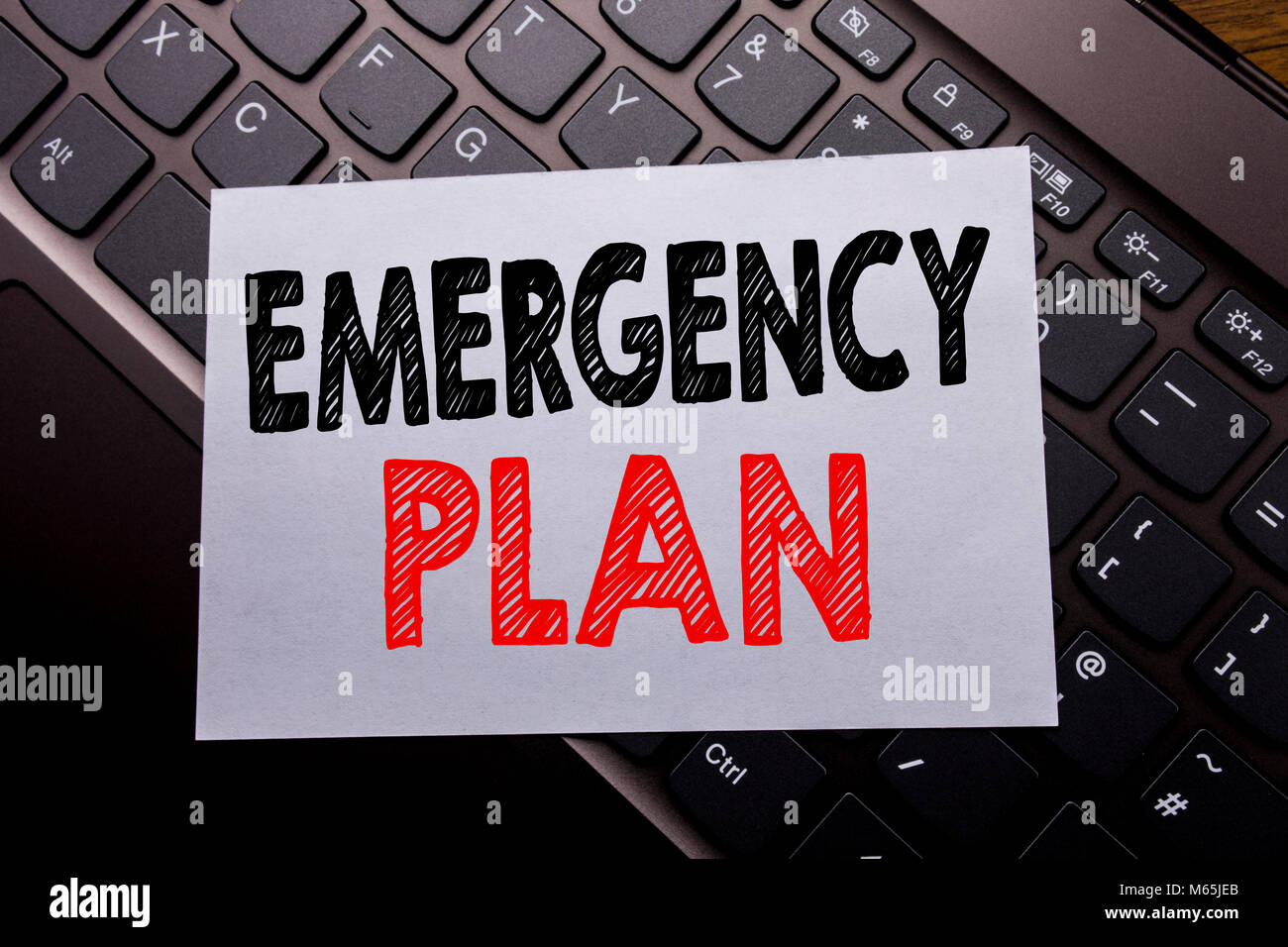 Word, writing Emergency Plan. Business concept for Disaster Protection ...