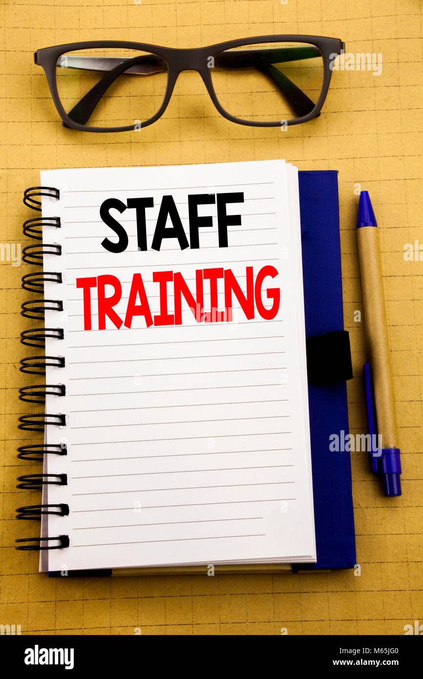 Handwriting Announcement text showing Staff Training. Business concept ...