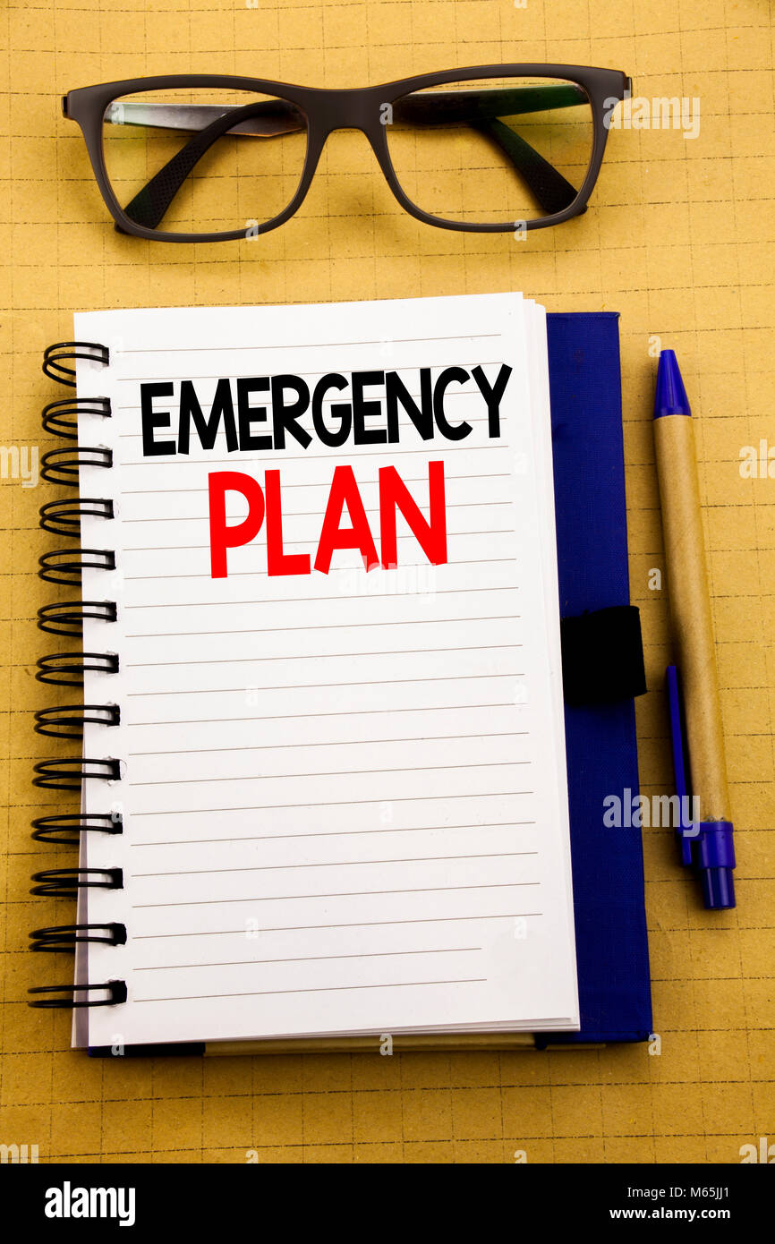 Handwriting Announcement text showing Emergency Plan. Business concept ...