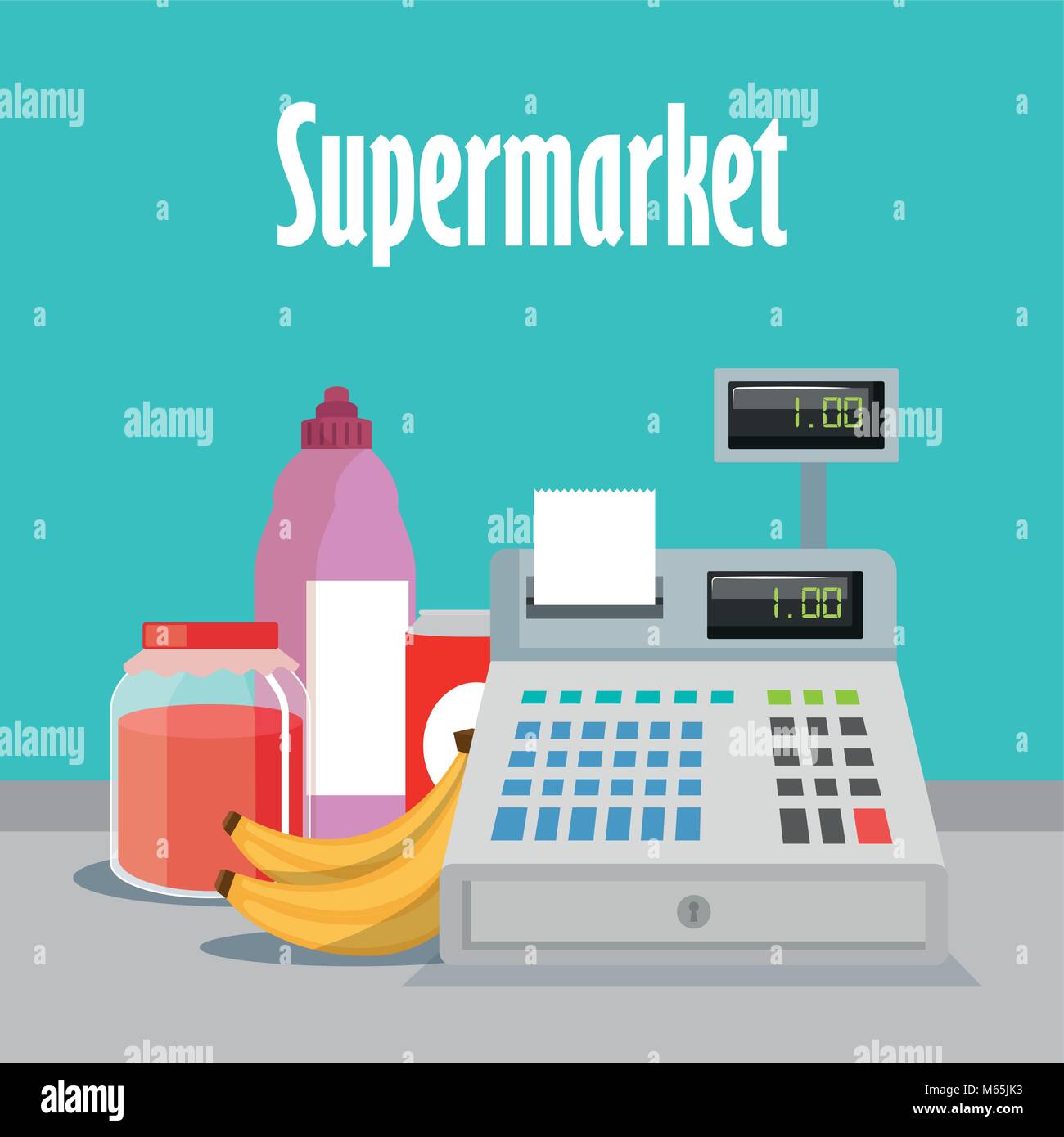 supermarket groceries with register machine Stock Vector Image & Art ...