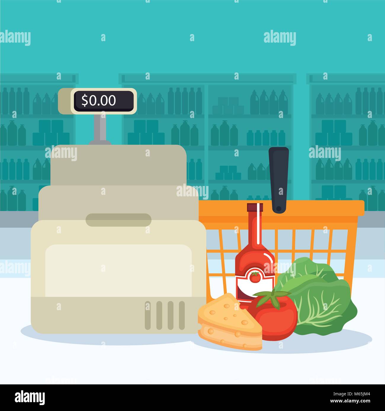 supermarket groceries with register machine Stock Vector Image & Art ...