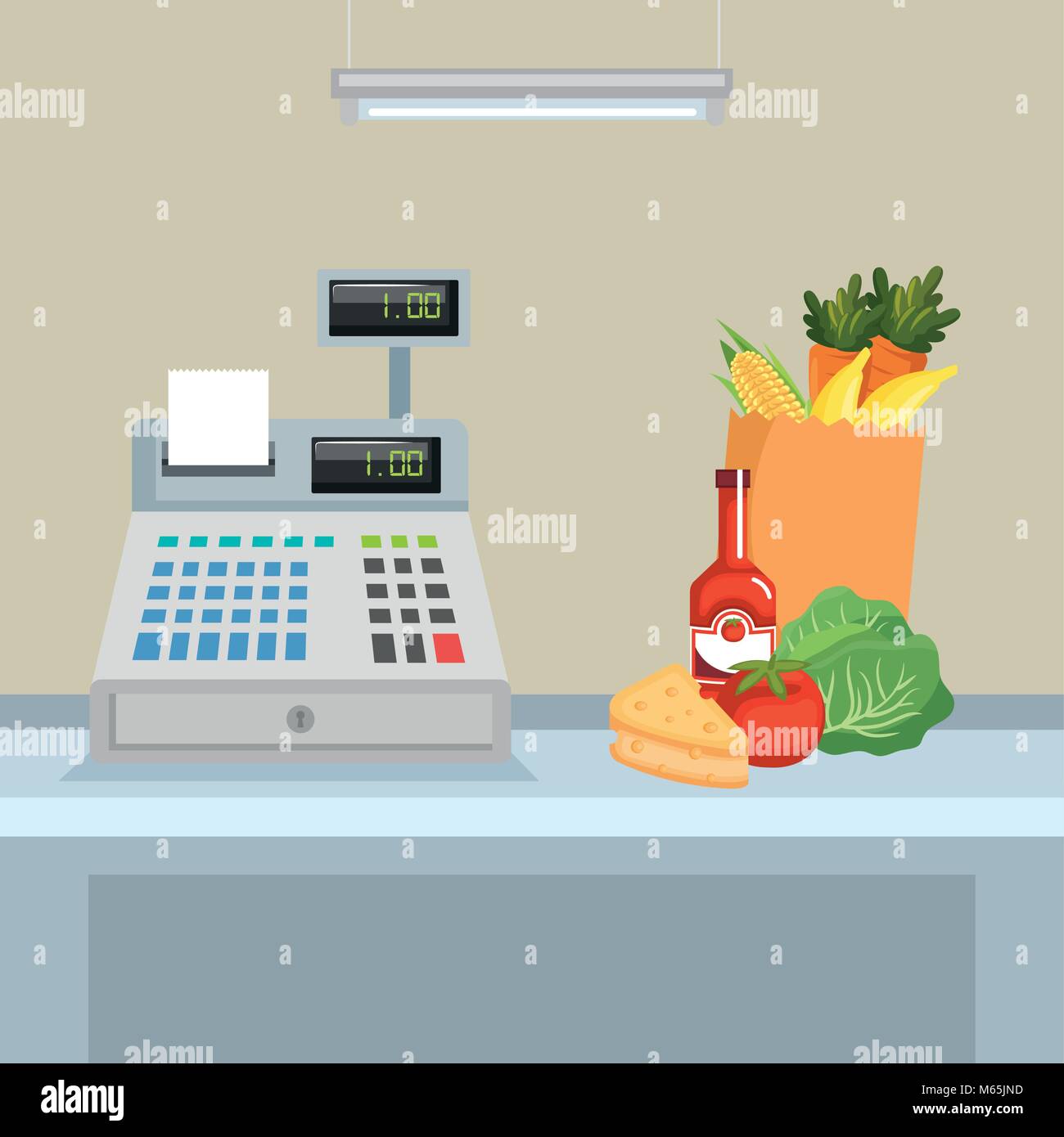 supermarket groceries with register machine Stock Vector Image & Art ...