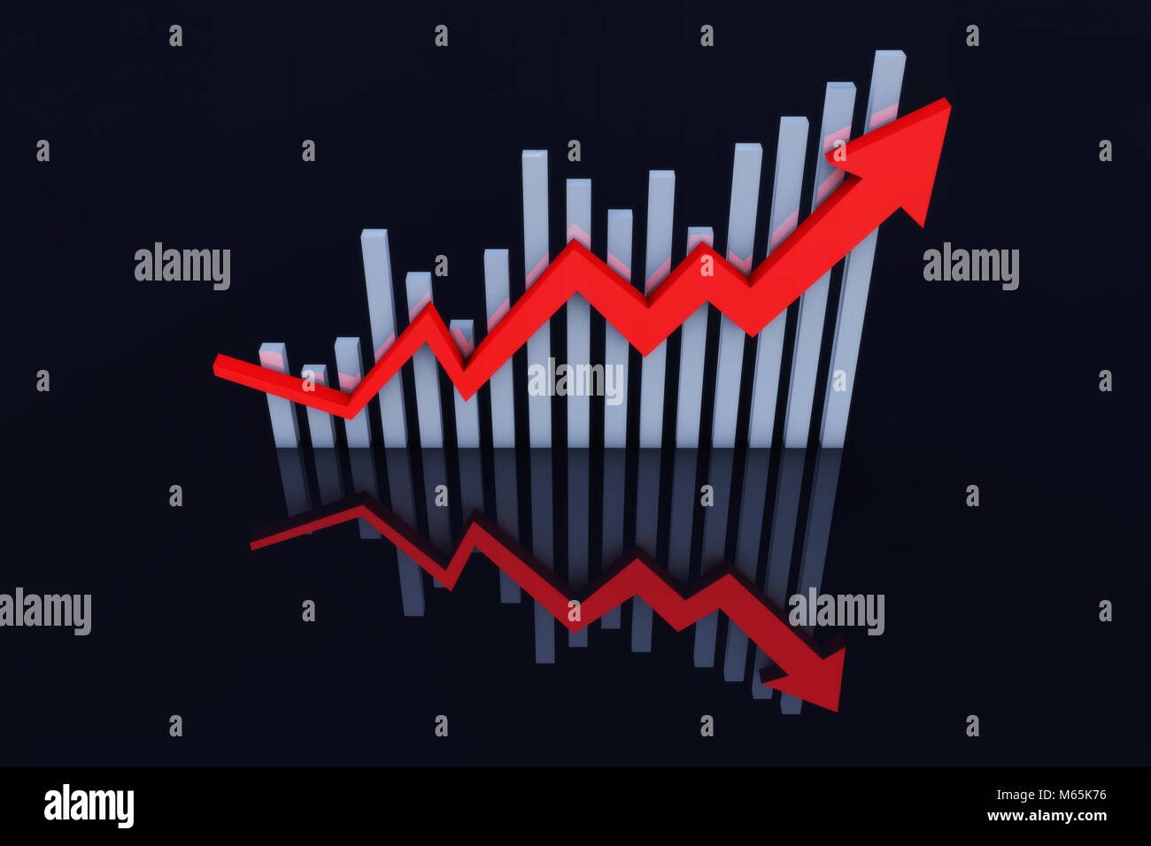 Success arrow with bar chart, financial chart Stock Photo - Alamy