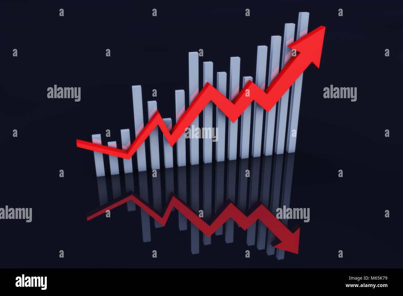 Success arrow with bar chart, financial chart Stock Photo - Alamy