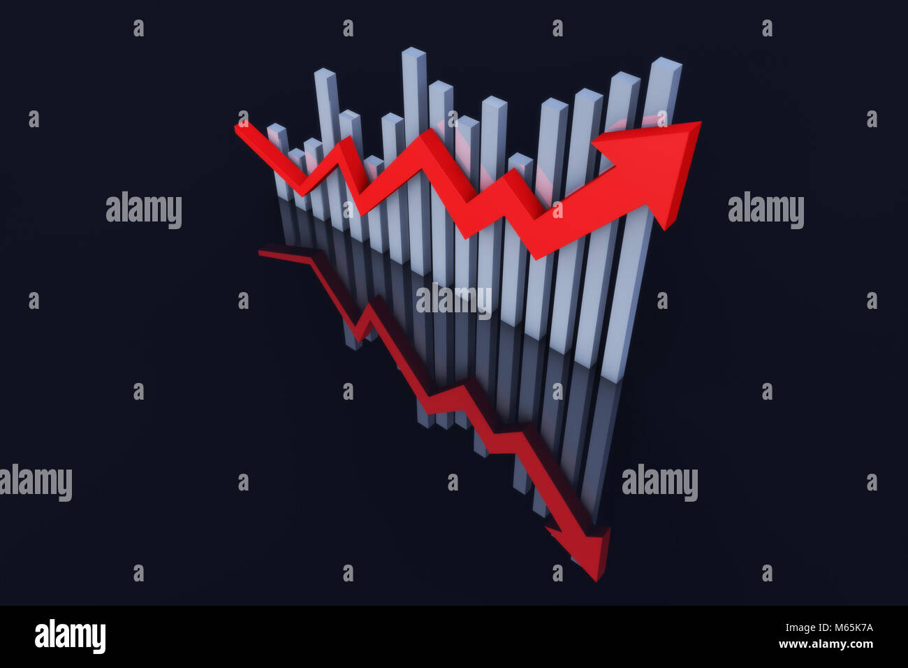 Success arrow with bar chart, financial chart Stock Photo - Alamy