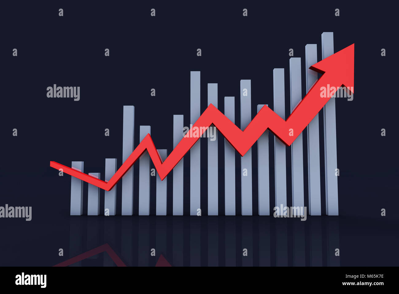 Success arrow with bar chart, financial chart Stock Photo - Alamy