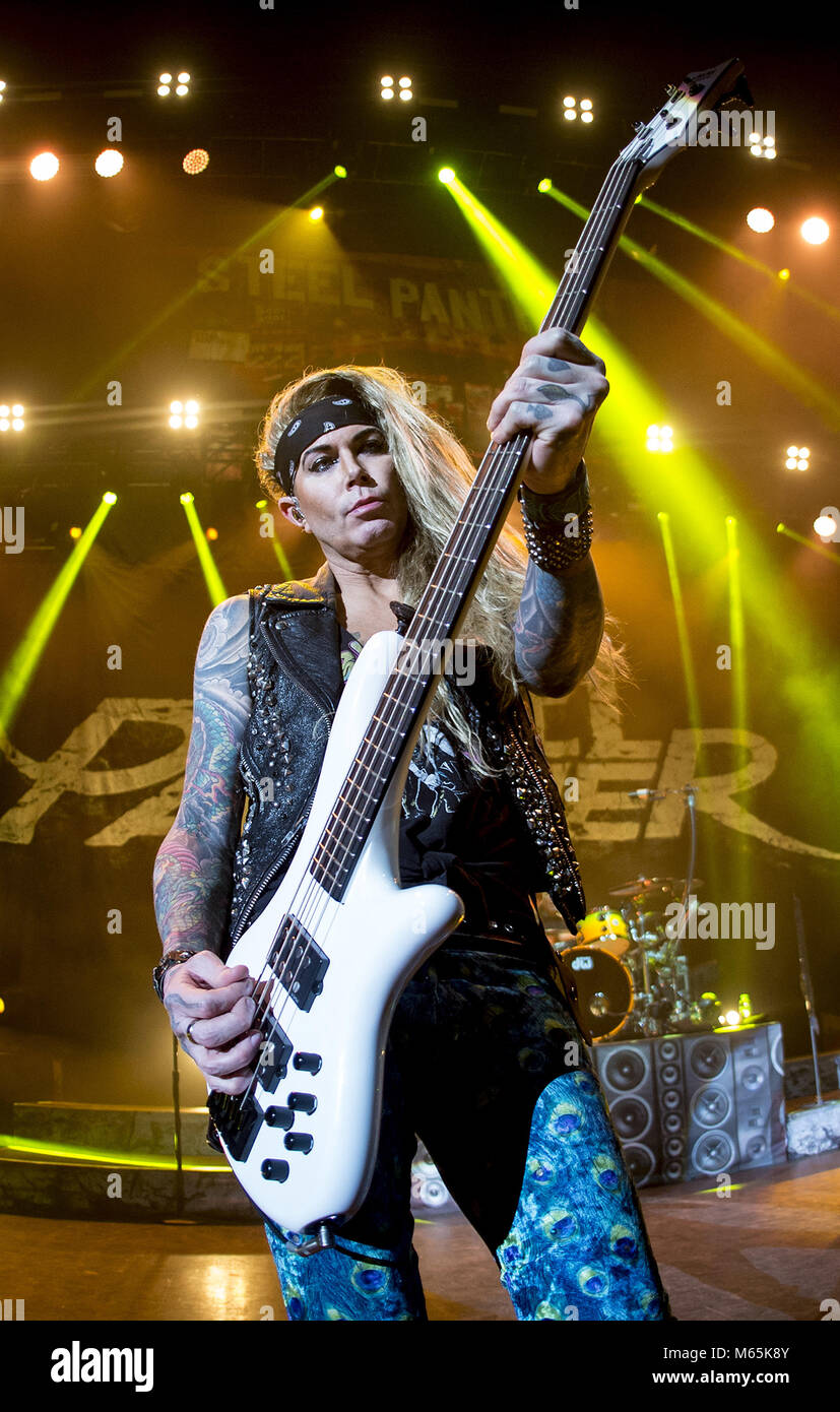 Steel Panther performs at the Hammersmith Apollo as part of the Lower ...