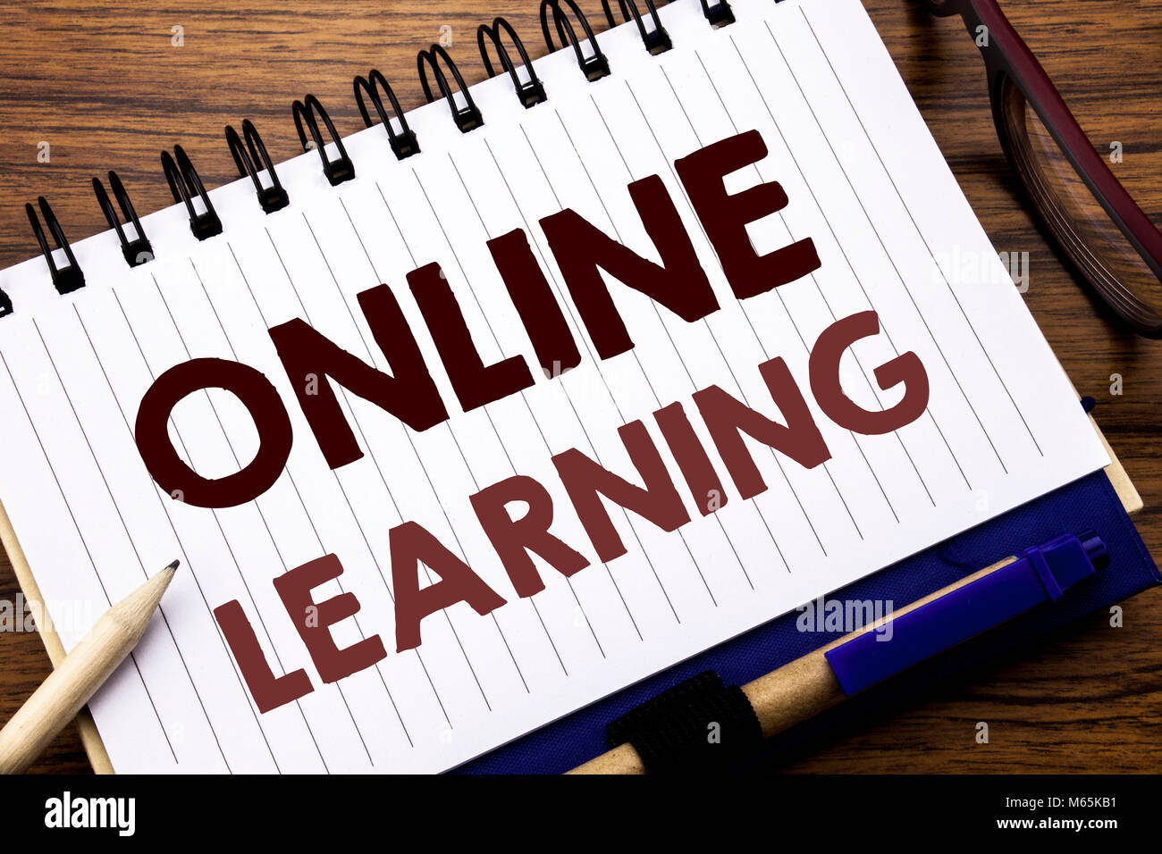 Hand writing text caption inspiration showing Online Learning. Business ...