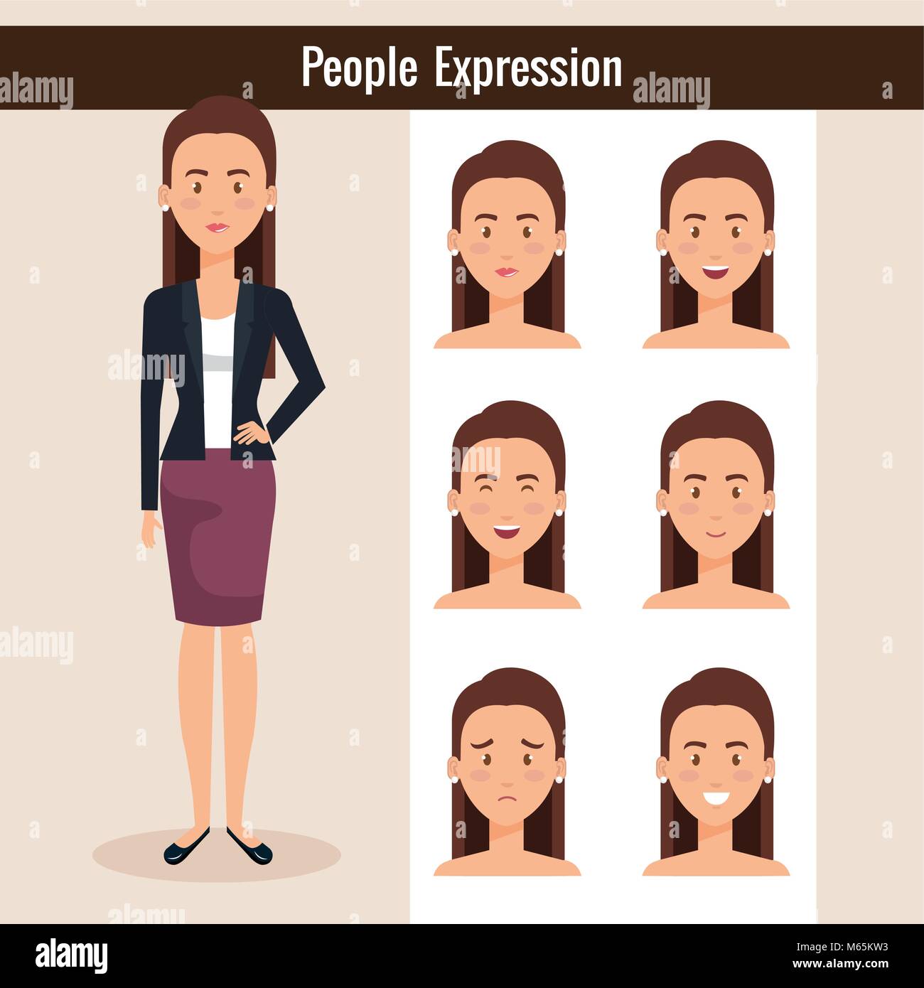 beautiful lady with set expression Stock Vector Image & Art - Alamy