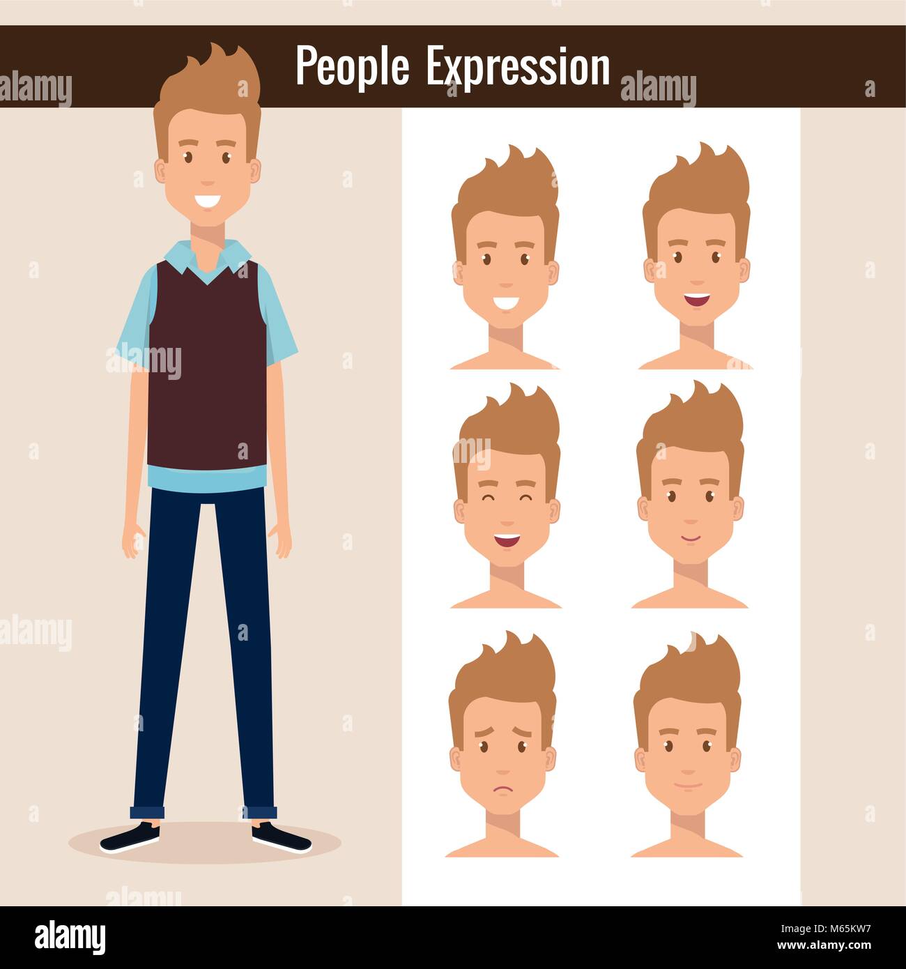 young man with set expression Stock Vector Image & Art - Alamy