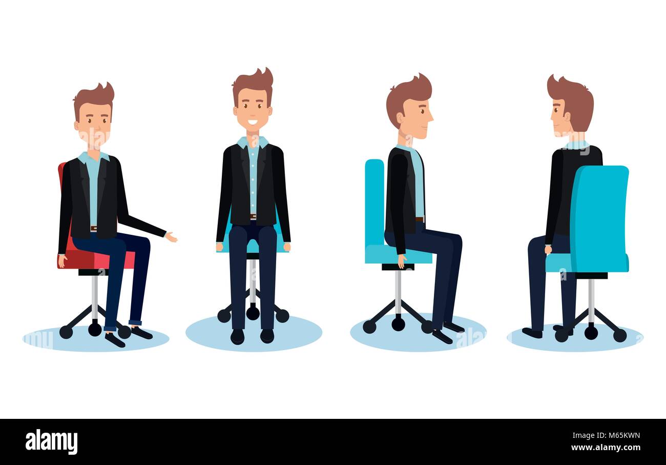 businessmen posing on office chair Stock Vector Image & Art - Alamy