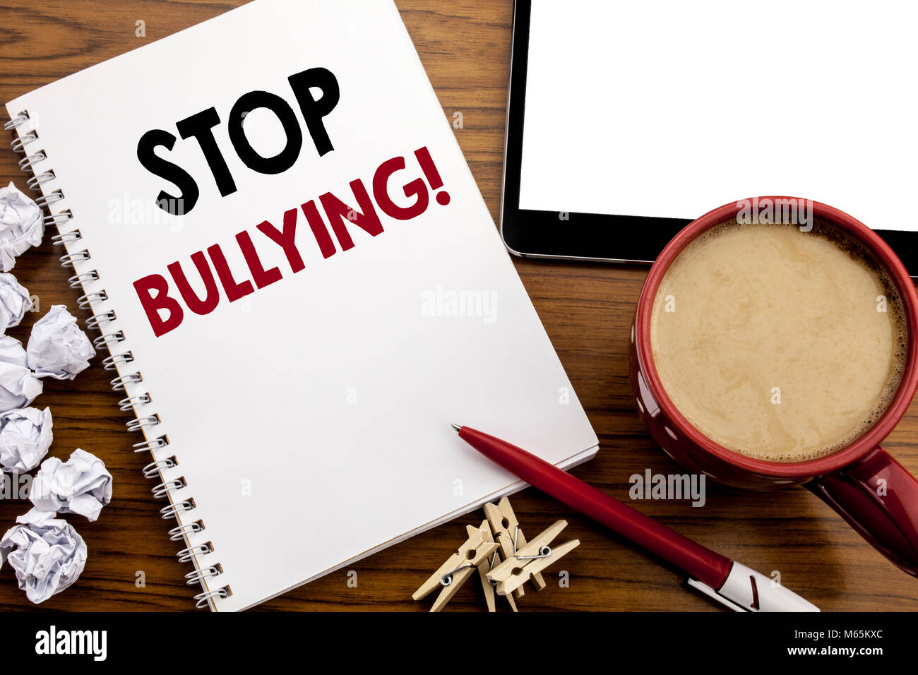 Conceptual hand writing text caption inspiration showing Stop Bullying ...