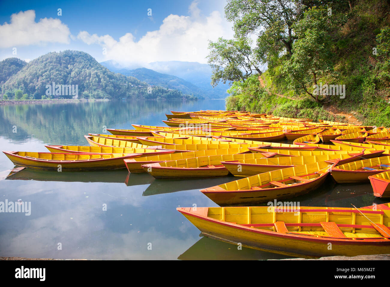 Fishing boat at Bengas lake in Pokhara , Nepal. One of the most ...