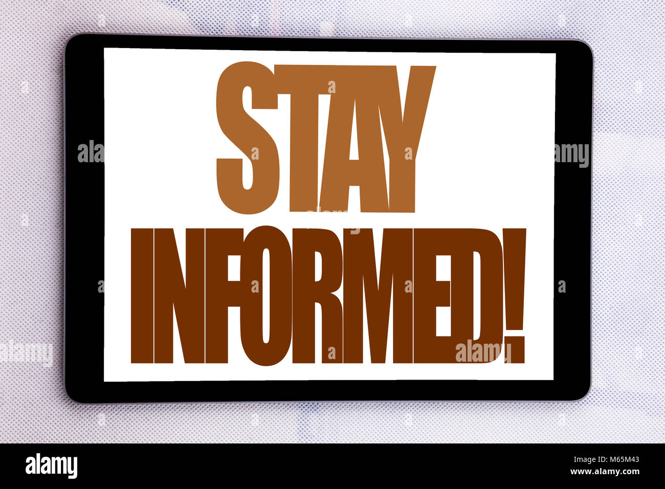 Hand writing text caption inspiration showing Stay Informed. Business ...